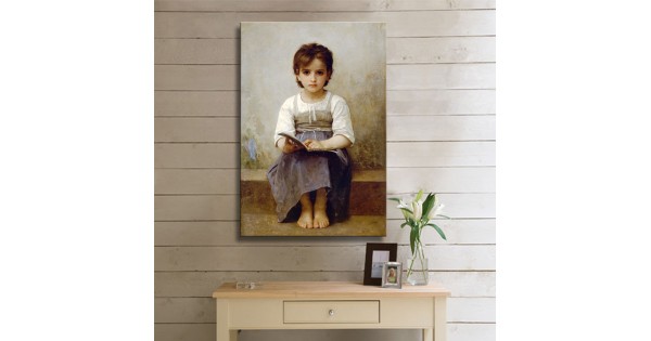 William Adolphe Bouguereau The Difficult Lesson Kanvas Tablo